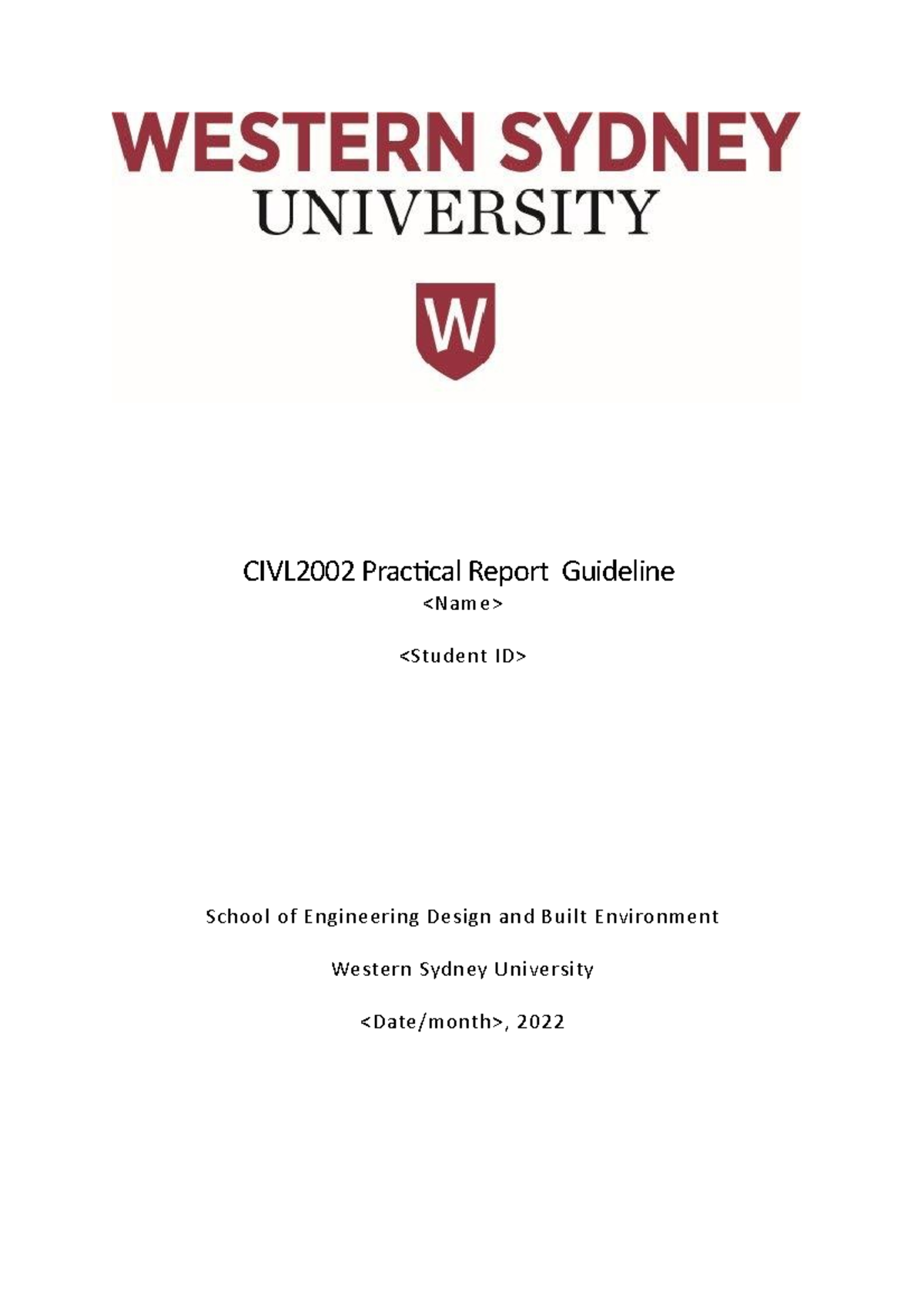 Enviormental engineering -lab report template 2022 - CIVL2002 Practical ...