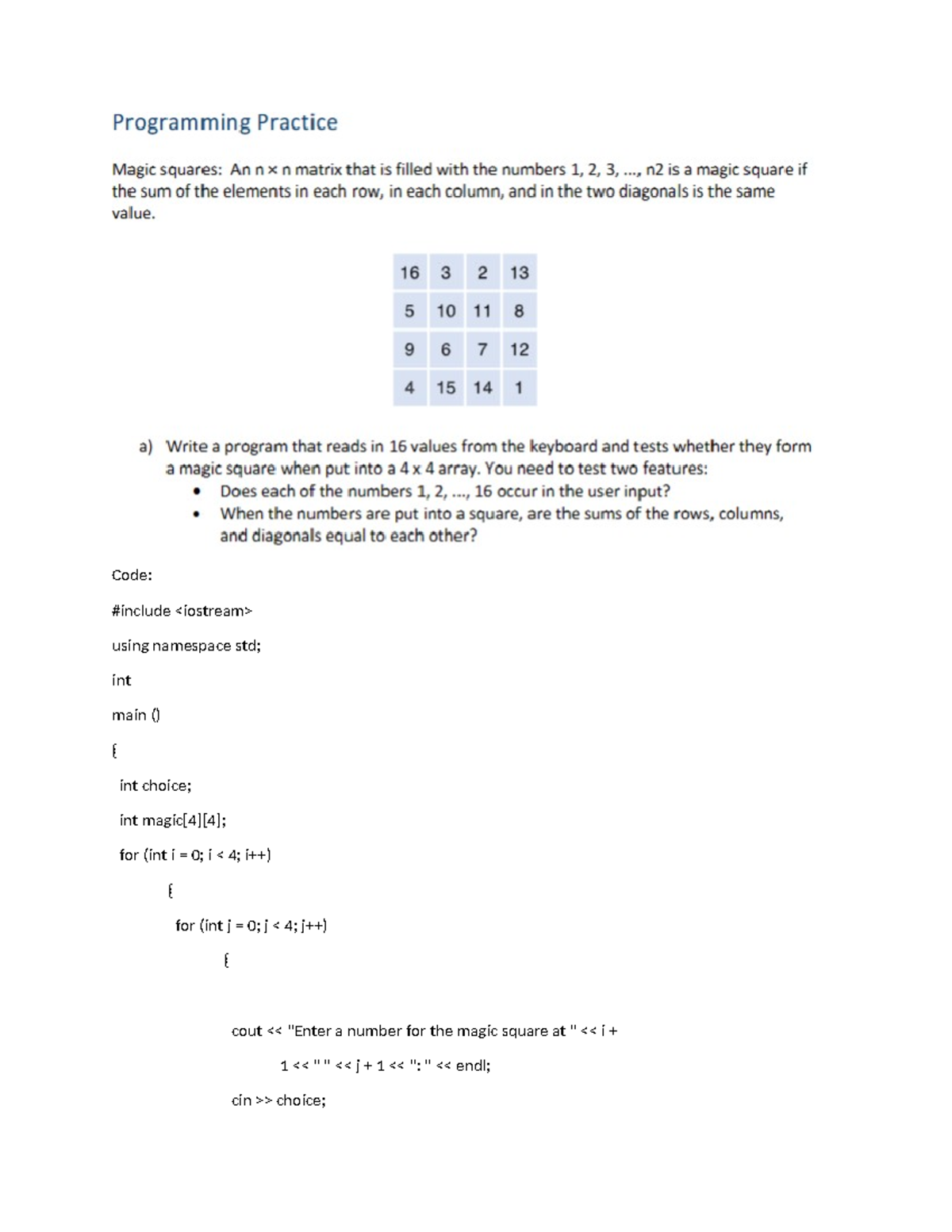 Tutorial 10 - Code: #include using namespace std; int main () { int choice; int - Studocu