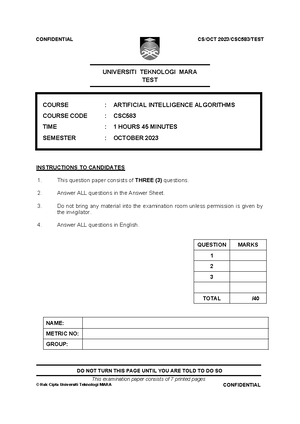 Group 5 - SEMESTER MAR 2021 - JUL 2021 CSC583 : ARTIFICIAL INTELLIGENCE ALGORITHMS WRITTEN ...