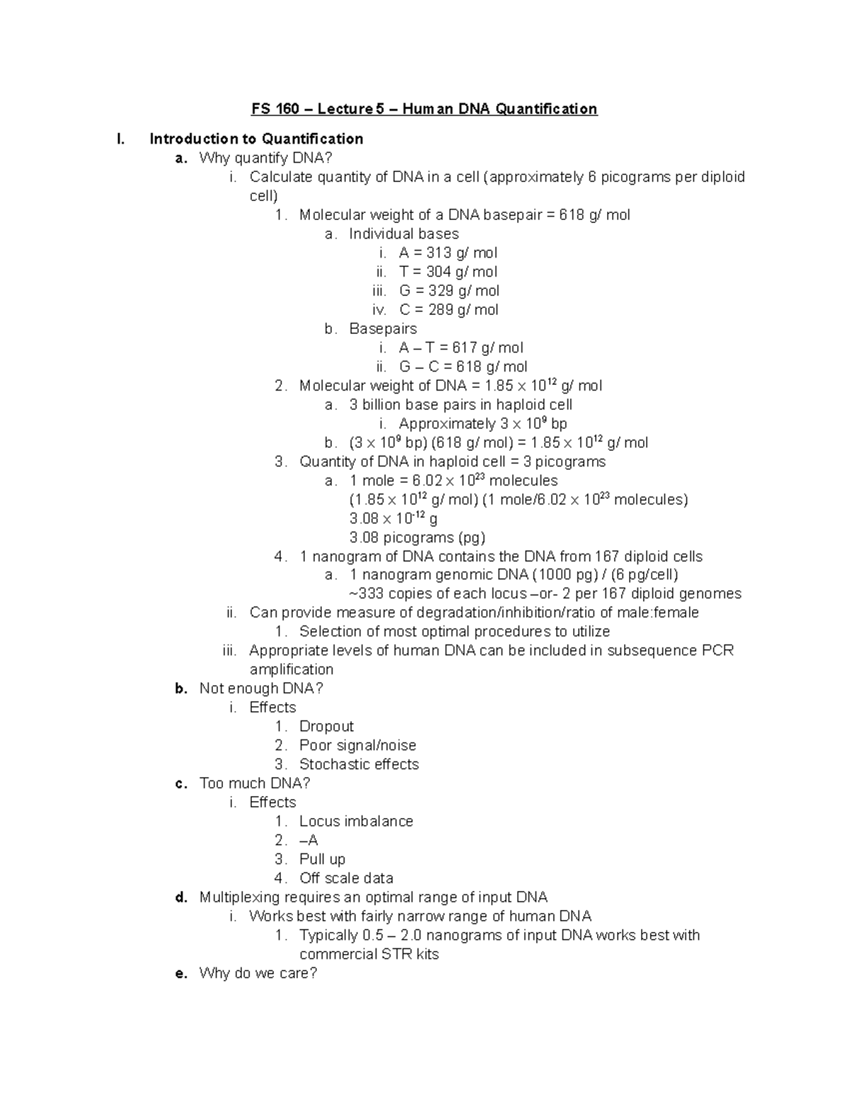 FS 160 - Lecture 5 - Human DNA Quantification - Introduction to ...