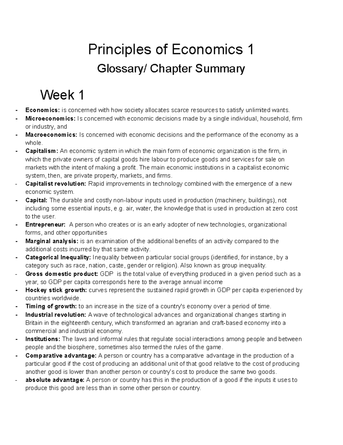 Principles of Economics 1 - textbook notes 2021 - Principles of ...