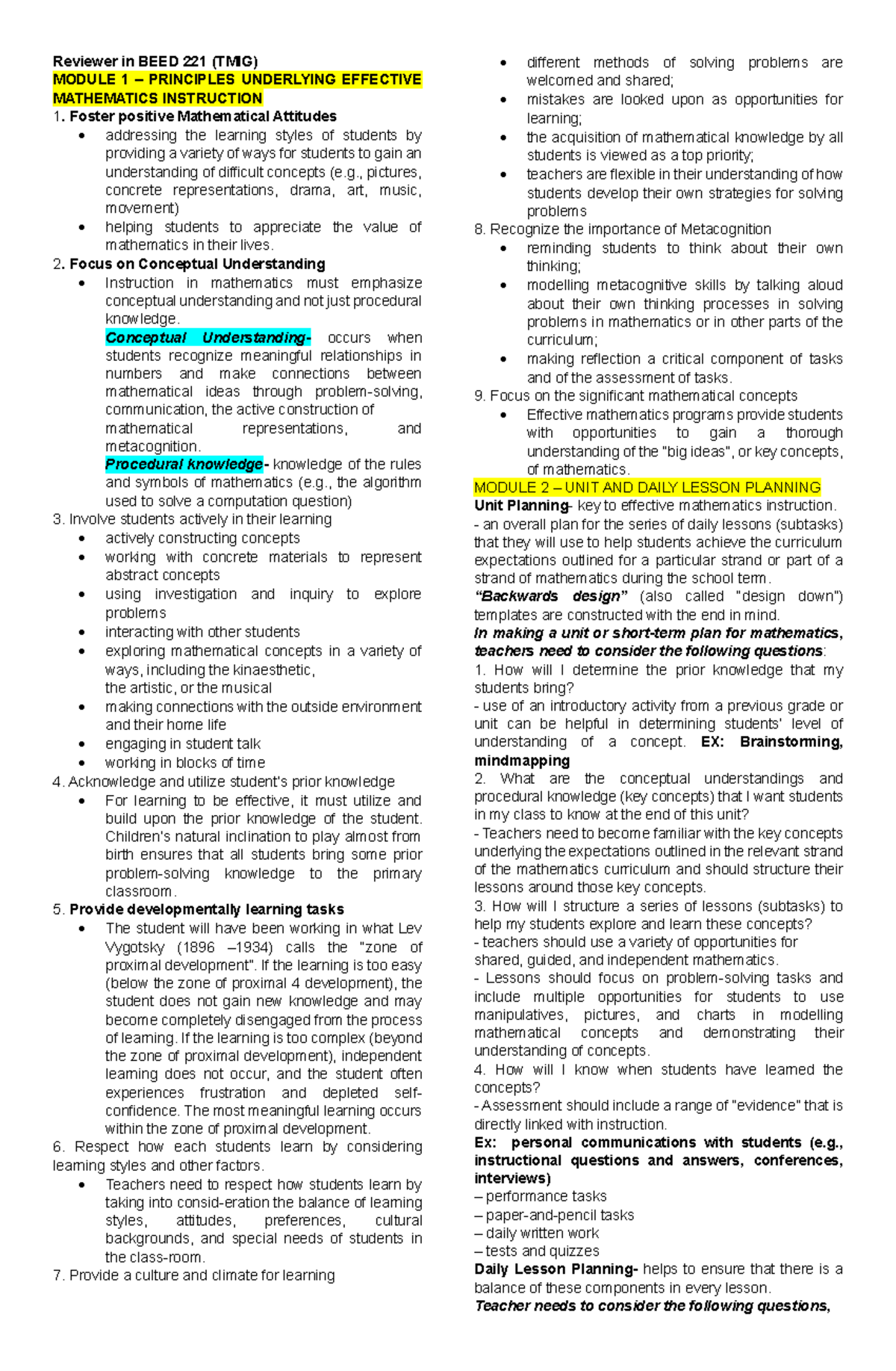 Reviewer in BEED 221 - Teaching Mathematics in Intermediate Grade ...