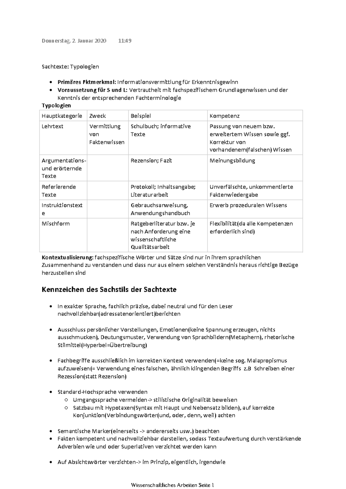 Sachtexte Typologien - Warning: TT: undefined function: 32 Warning: TT: undefined function: 32 ...