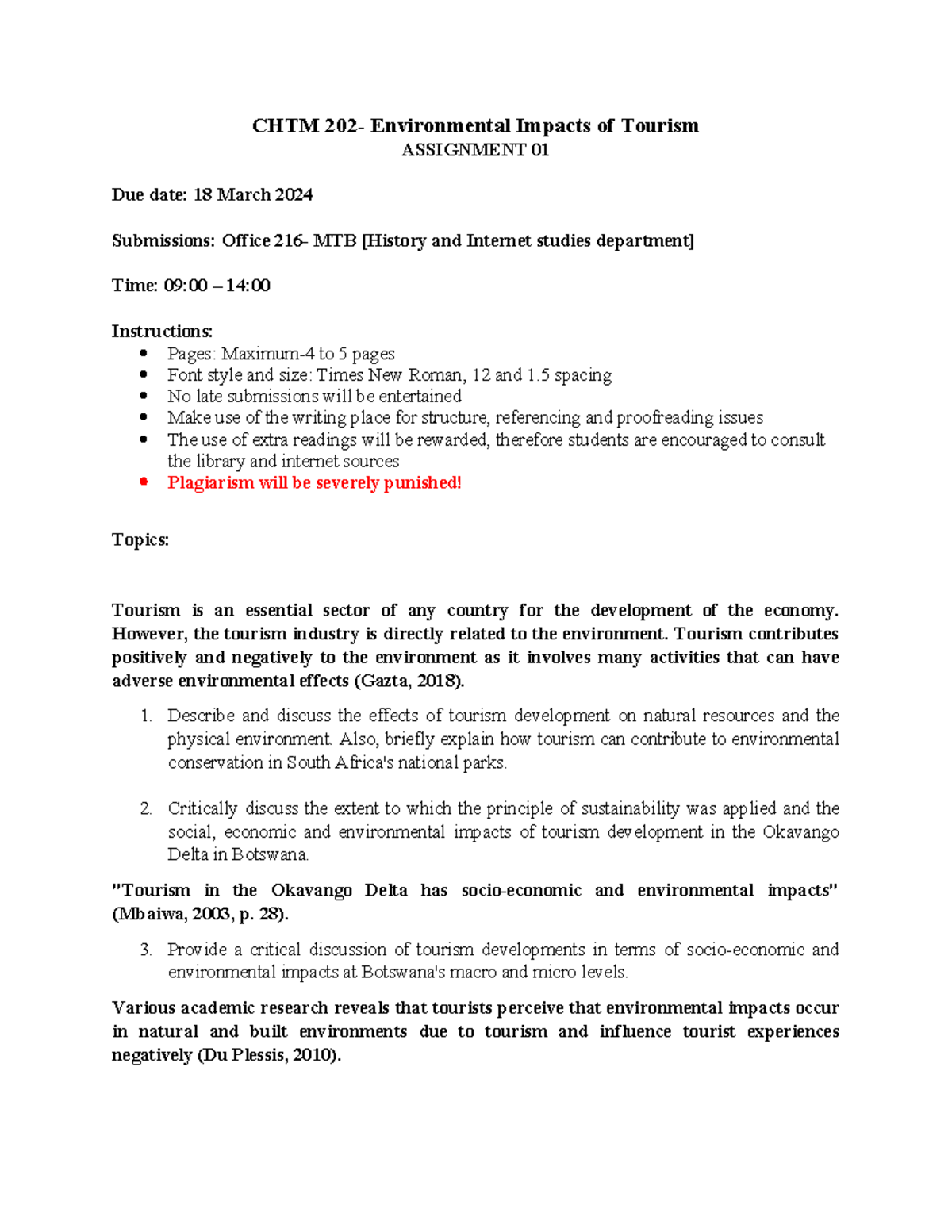 CHTM 202 Assgn. 1 2024 - 2024 Group assignment - CHTM 202 ...