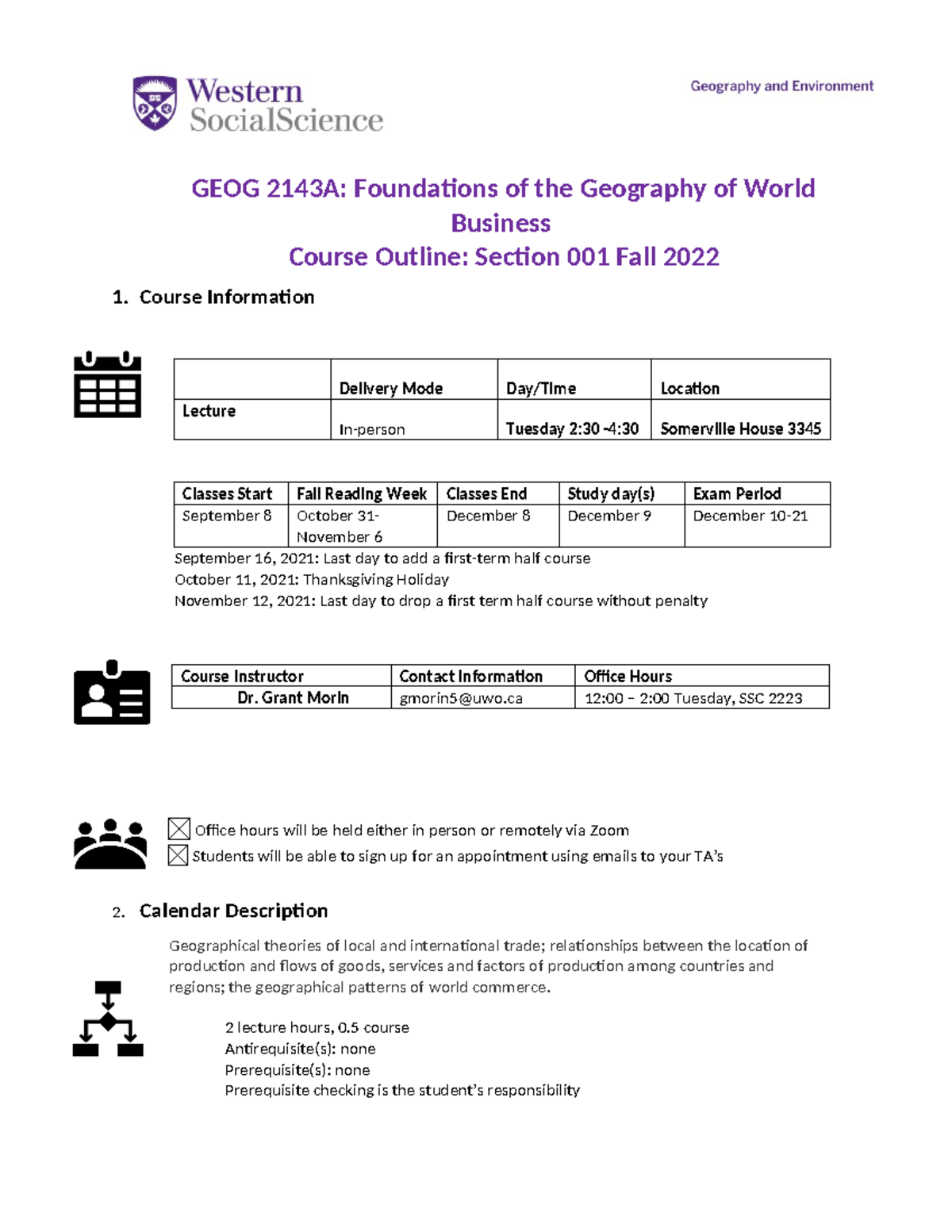 Syllabus 2143 Fall 2022 - GEOG 2143A: Foundations of the Geography of ...