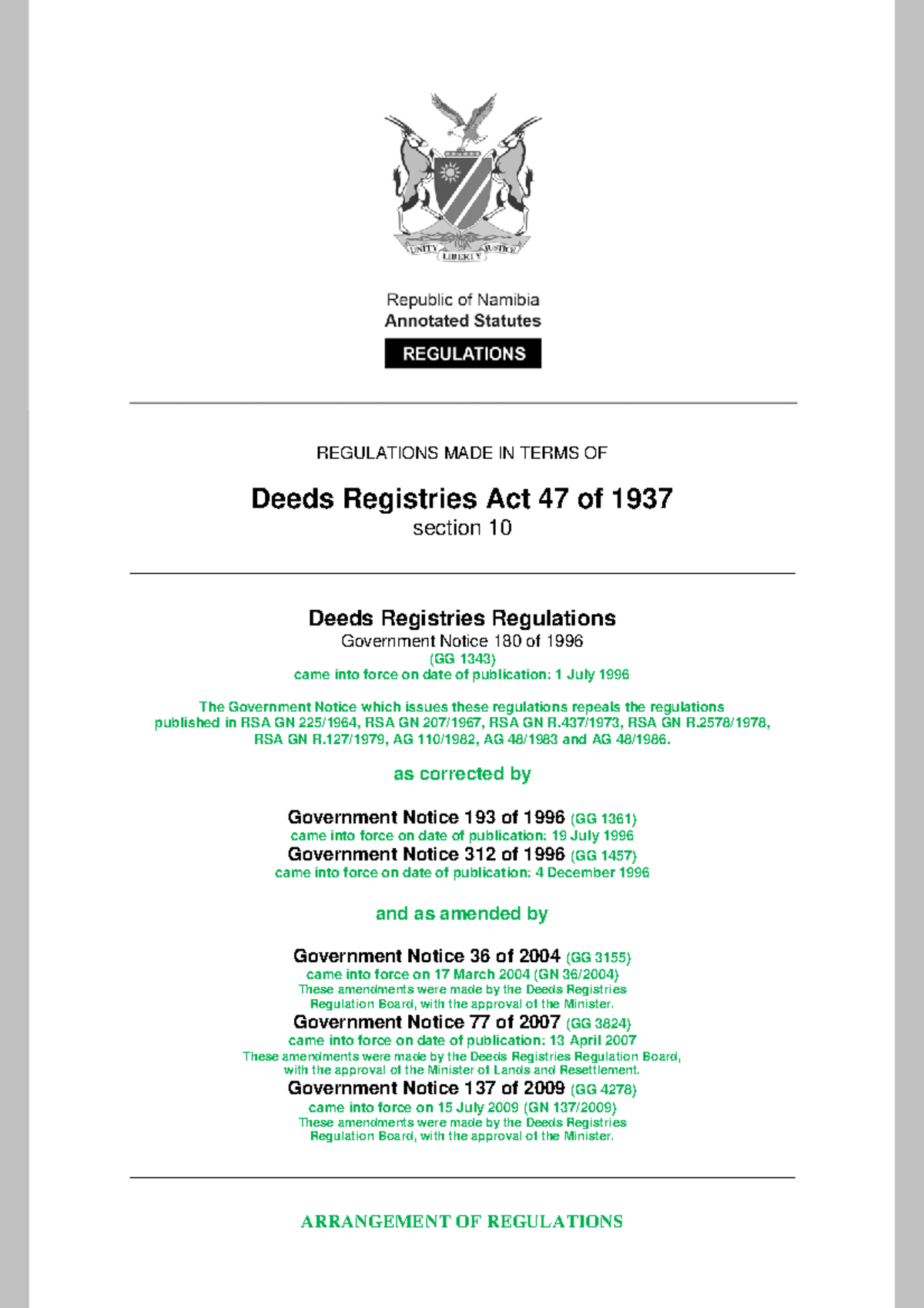 Deeds registries regulations 1996 180 70be096570 - REGULATIONS MADE IN ...