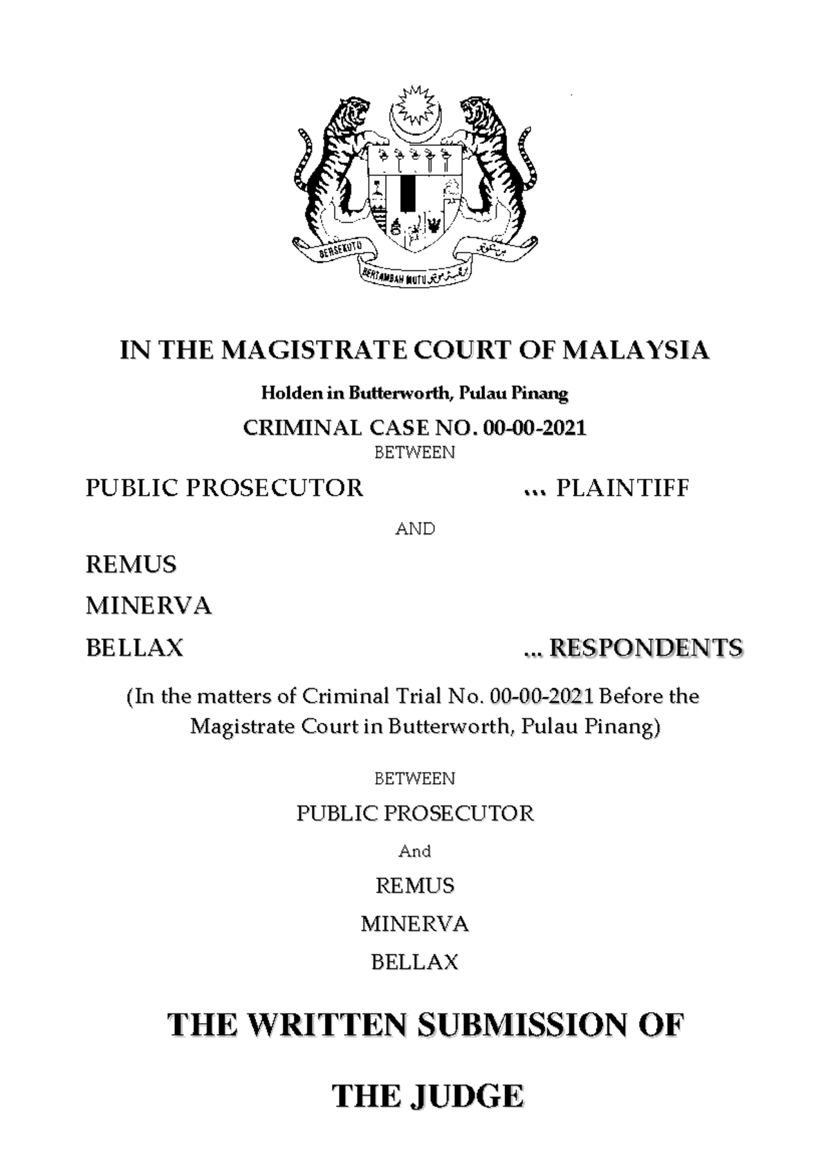 Judge written submission viva - Criminal Procedure - MMU - Studocu