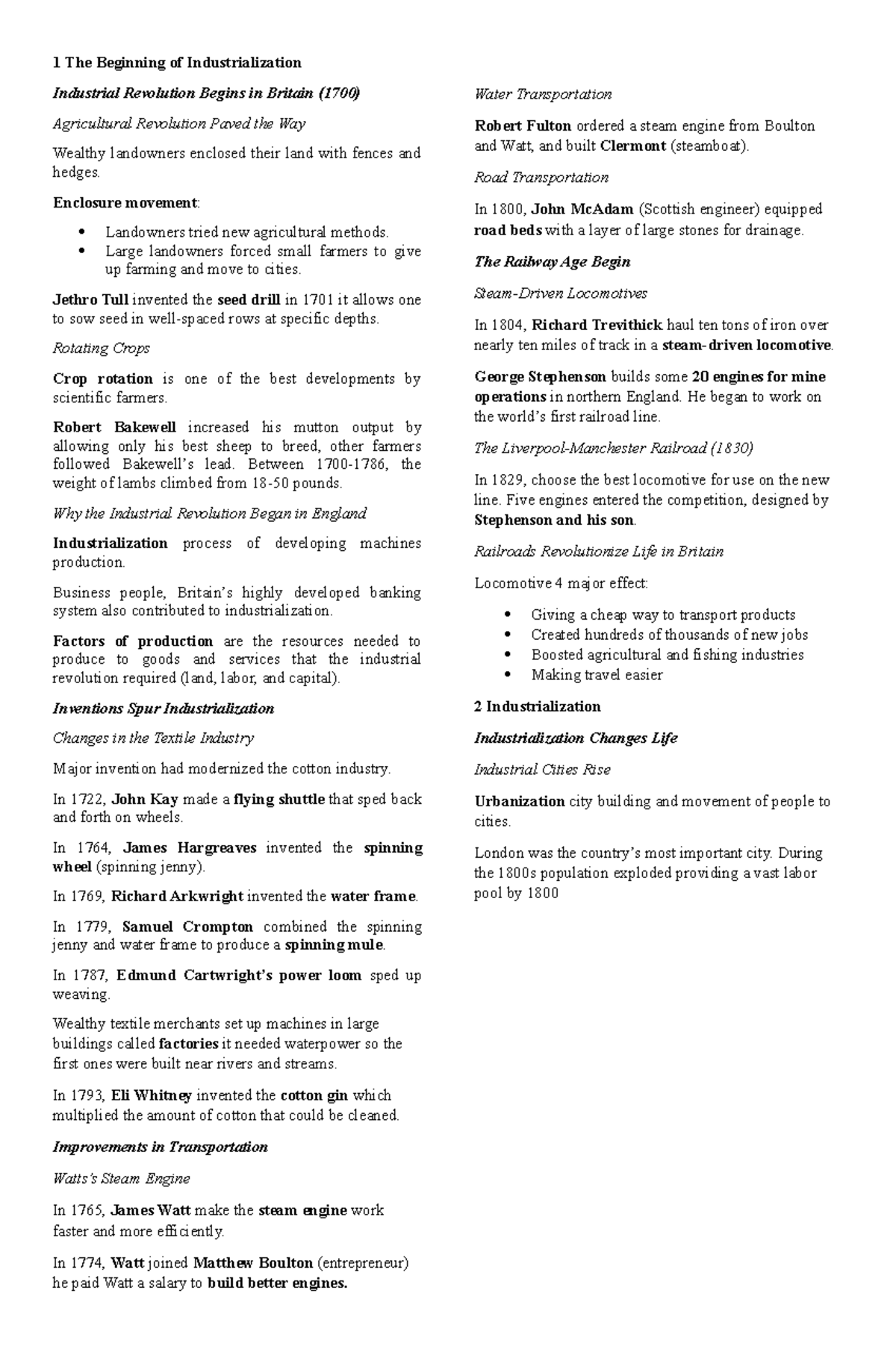 1 The Beginning of Industrialization - 1 The Beginning of ...
