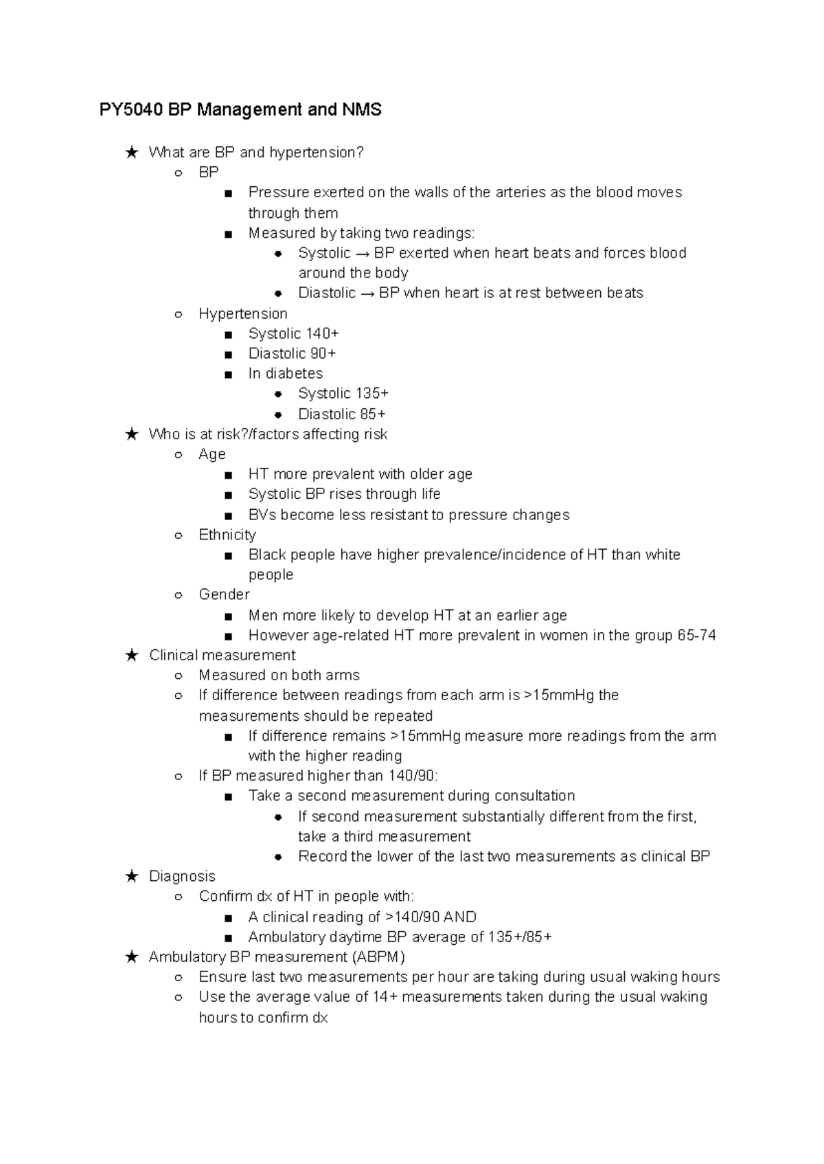 PY5040 BP Management and NMS - amlodipine MoA High [Ca2+] within the ...