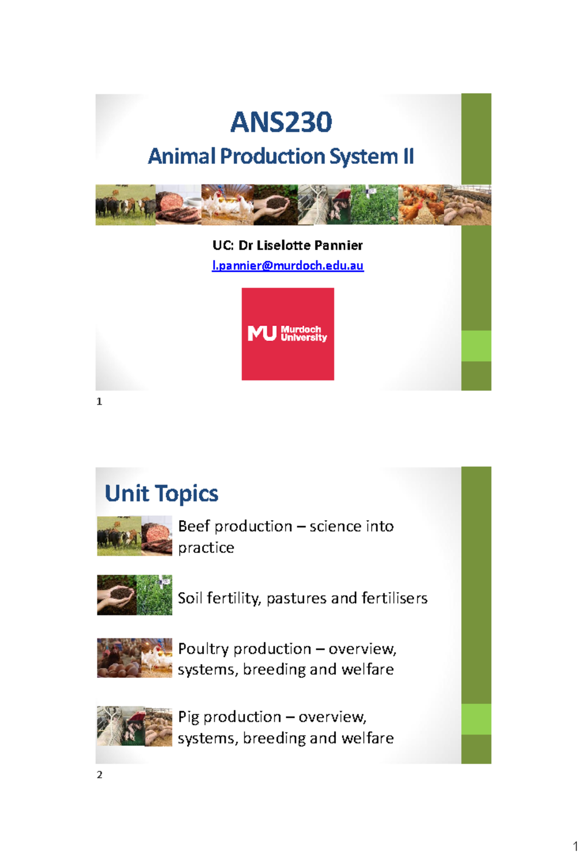 Introduction to ANS230 2024 - ANS Animal Production System II UC: Dr ...