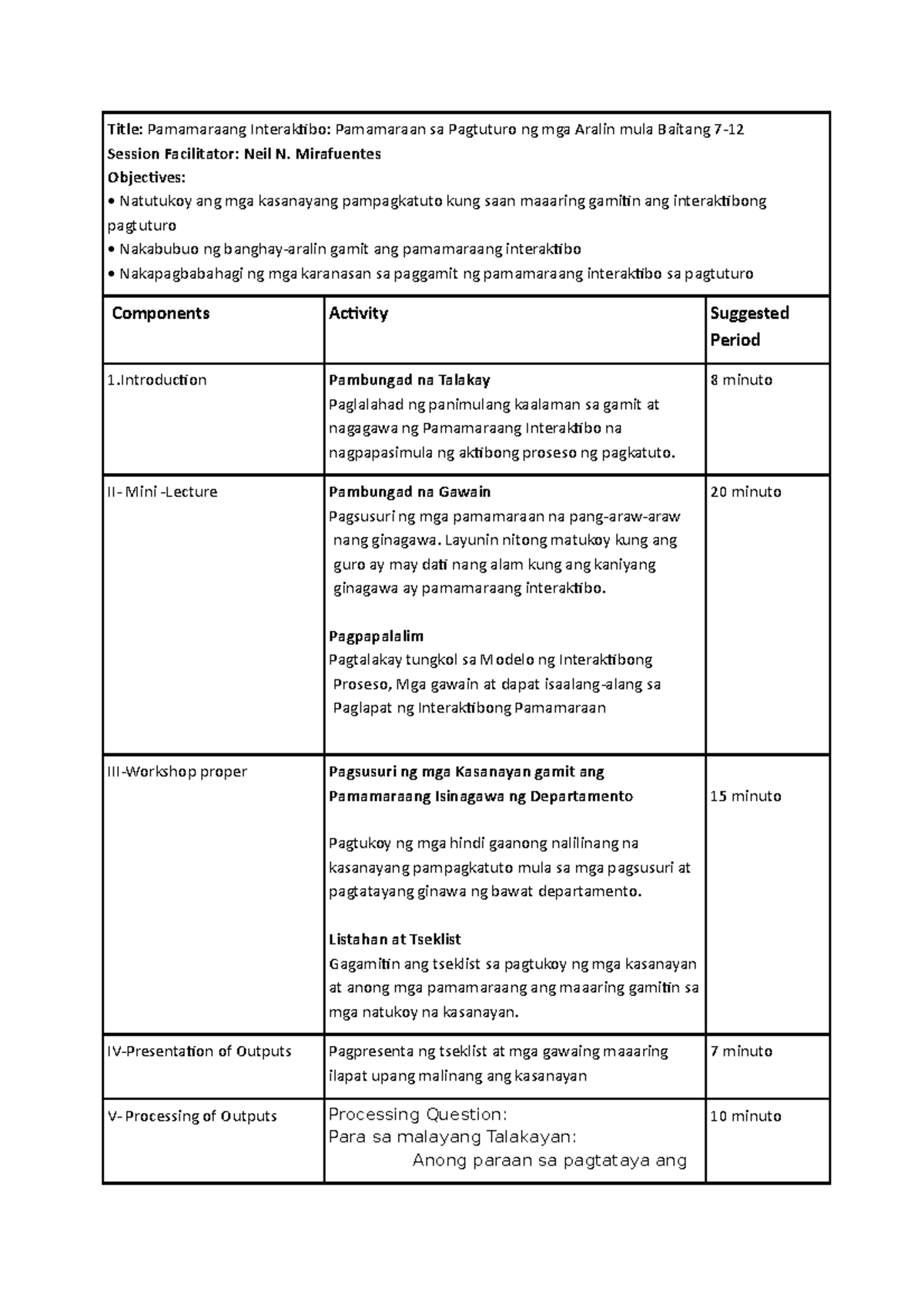 Learning-Session-Episode - Title: Pamamaraang Interaktibo: Pamamaraan ...