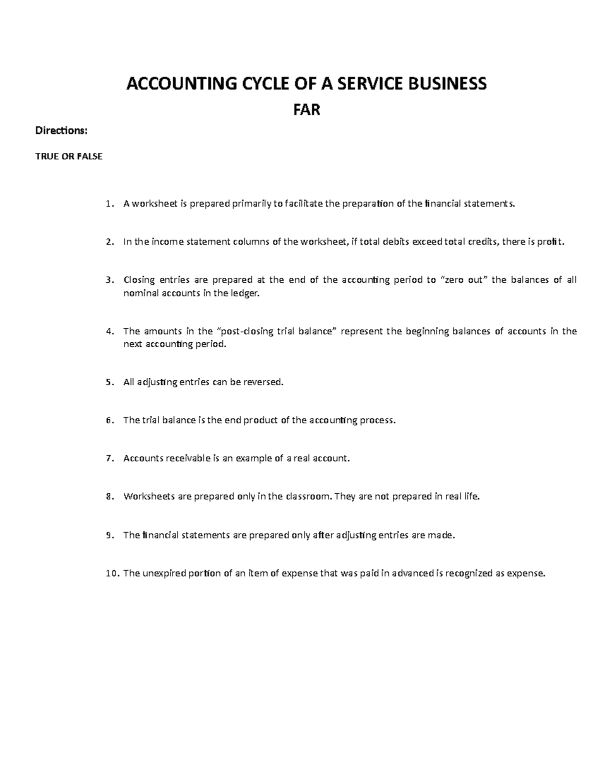 Accounting Cycle OF A Service Business - ACCOUNTING CYCLE OF A SERVICE ...