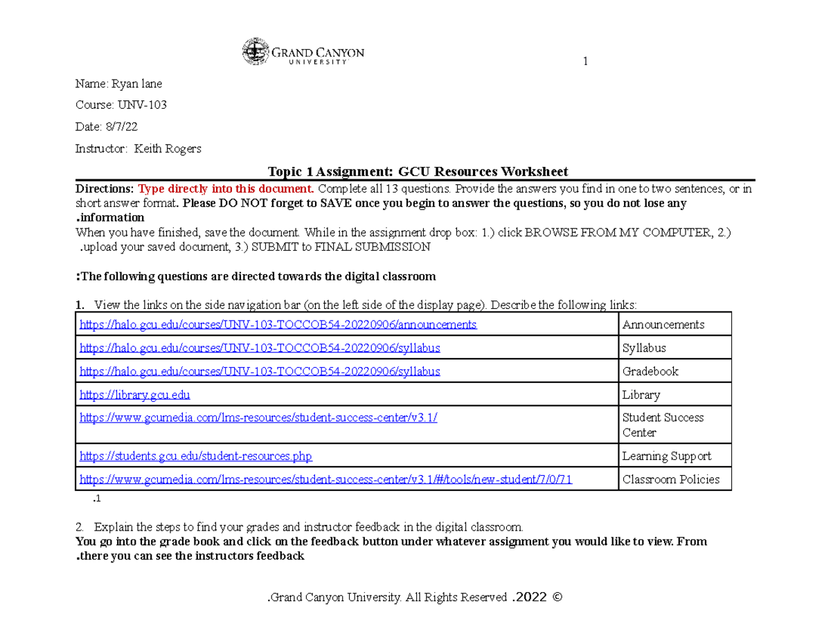 UNV-103-RS-T1-Resources Worksheet-Trad copy 2 - 1 Name: Ryan lane ...