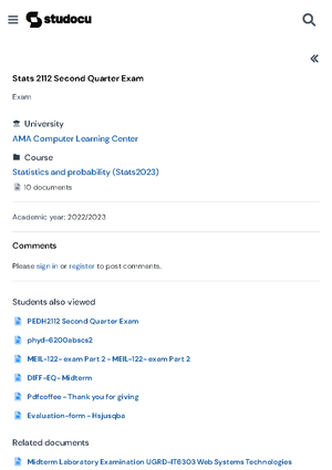 Ama leaks for Statistics 112 2020-2021 - Statistics and Probability (STAT-112) Grade 11 Week 11 ...