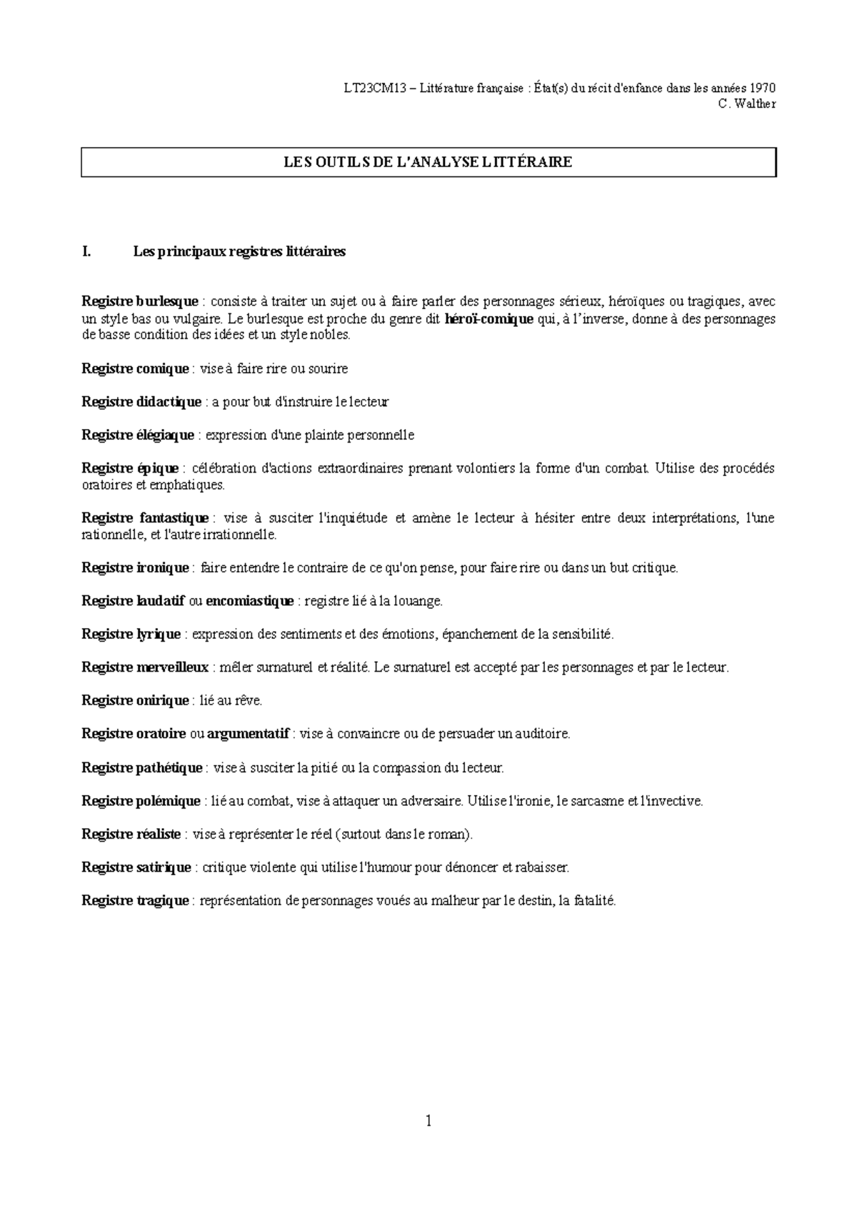 Les outils de lanalyse littéraire - C. Walther LES OUTILS DE L'ANALYSE ...