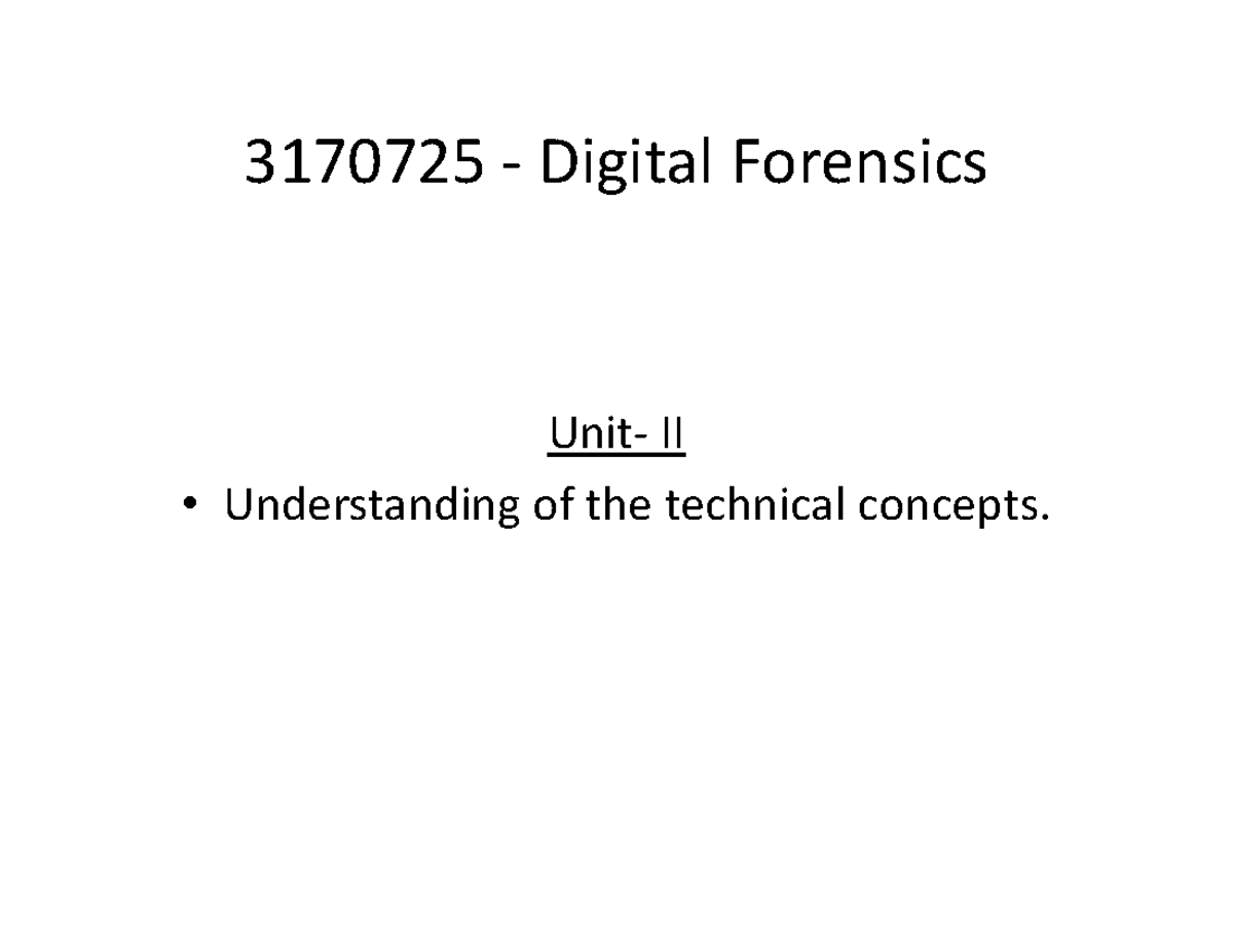 dfs Unit2 (gtu) - 3170725 - Digital Forensics Unit- II ...