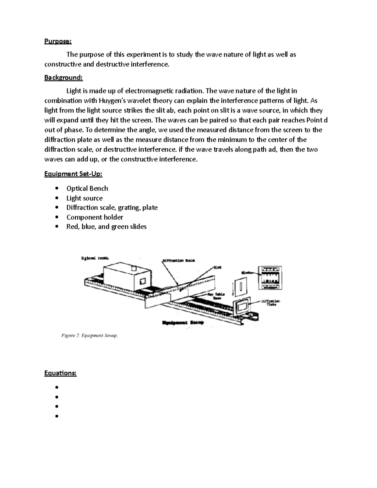 Exp 22 (Diffraction) - Purpose: The purpose of this experiment is to ...