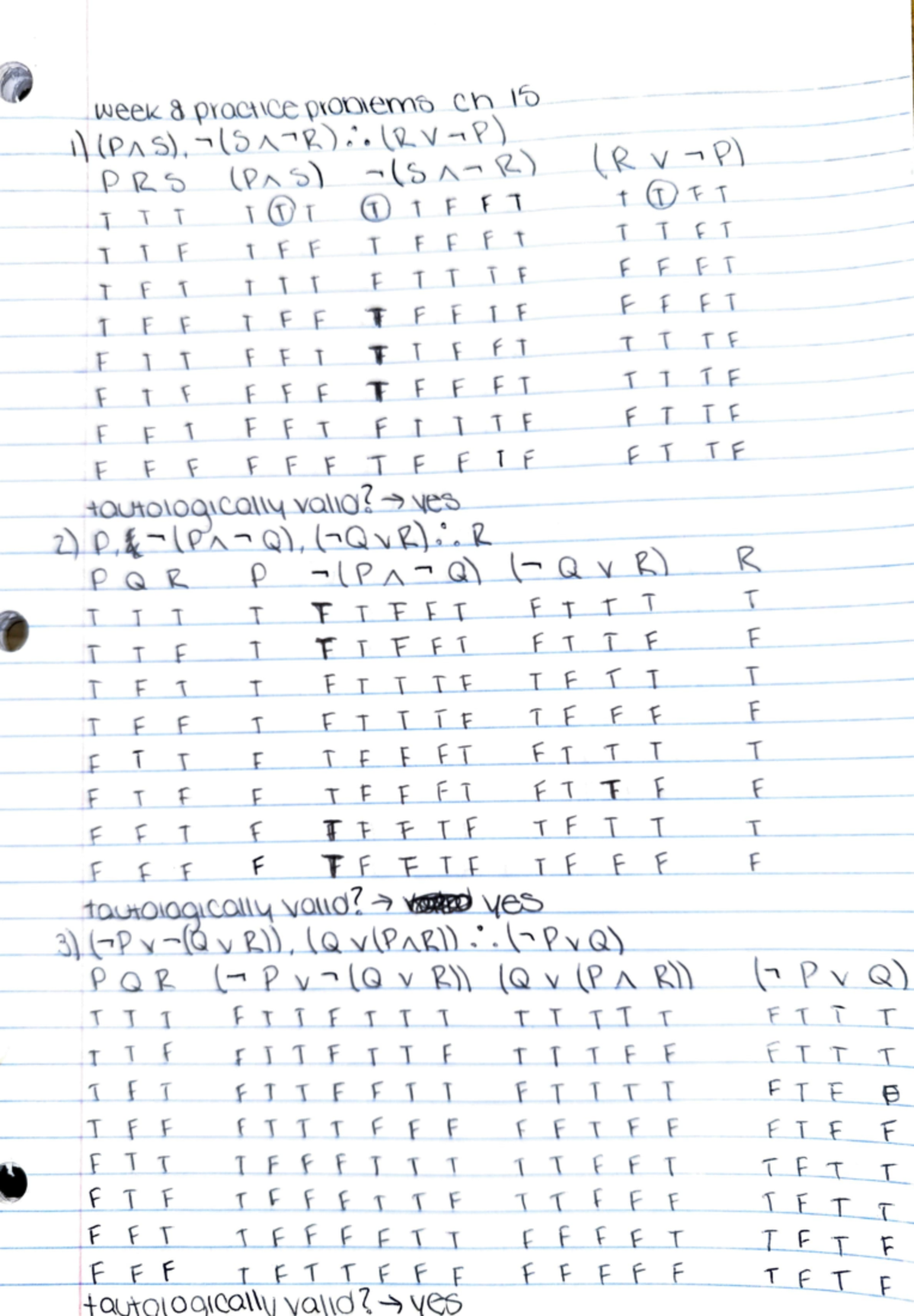 Practice with truth tables - W~ ek & )~(}C,\Q ~xOG\t:ffiu C, Y\ 'D ,\ l ...