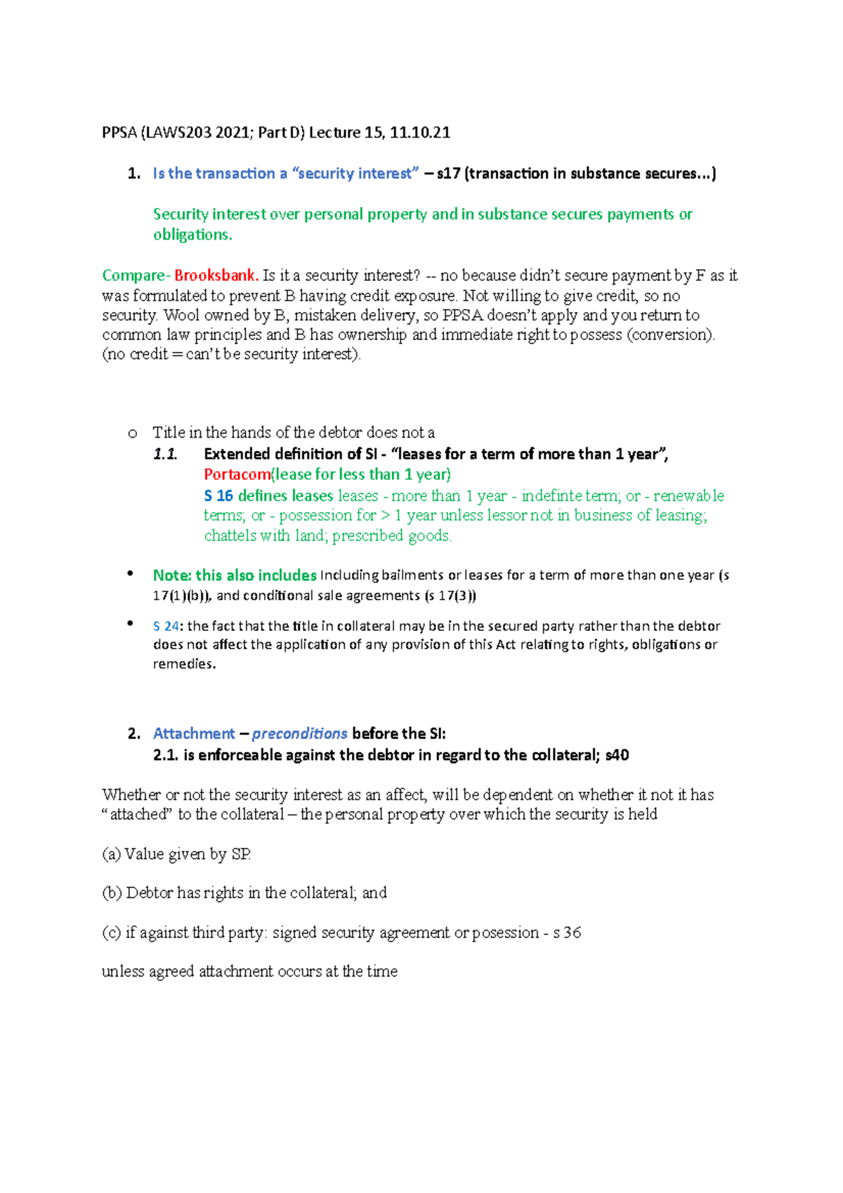 Alex's recommended PPSA structure - PPSA (LAWS203 2021; Part D) Lecture ...