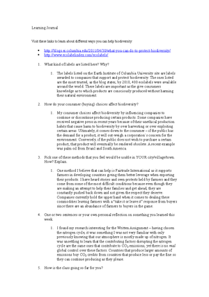 ENVS 1301 Learning Journal Unit 3 - Learning Journal Unit 3 University ...