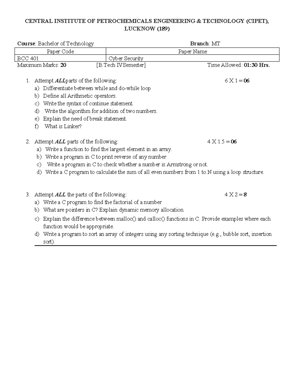 Assignment work - CENTRAL INSTITUTE OF PETROCHEMICALS ENGINEERING ...