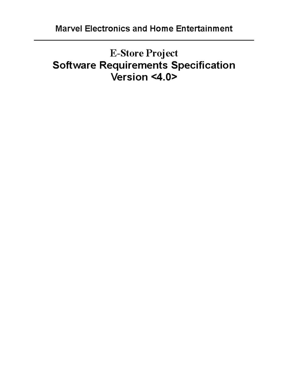 Srs4 Swe Marvel Electronics And Home Entertainment E Store Project Software Requirements 