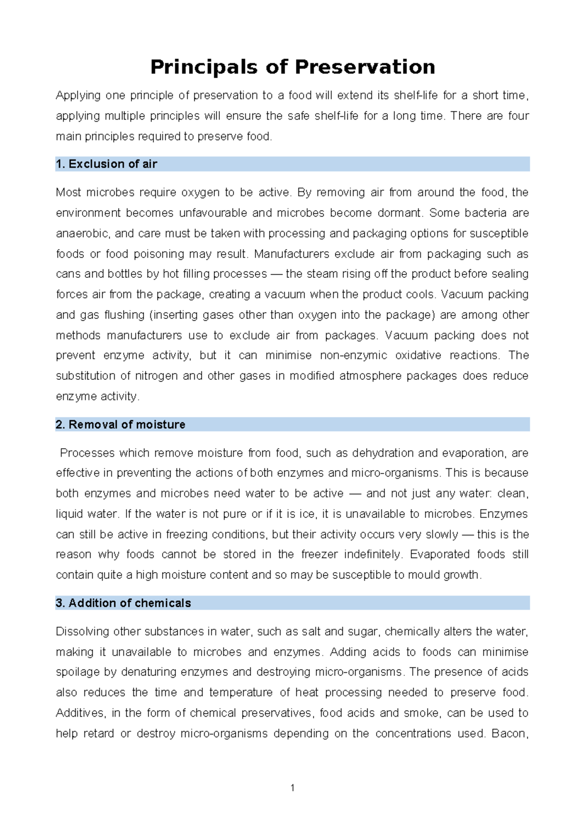 principles of preservation - There are four main principles required to ...