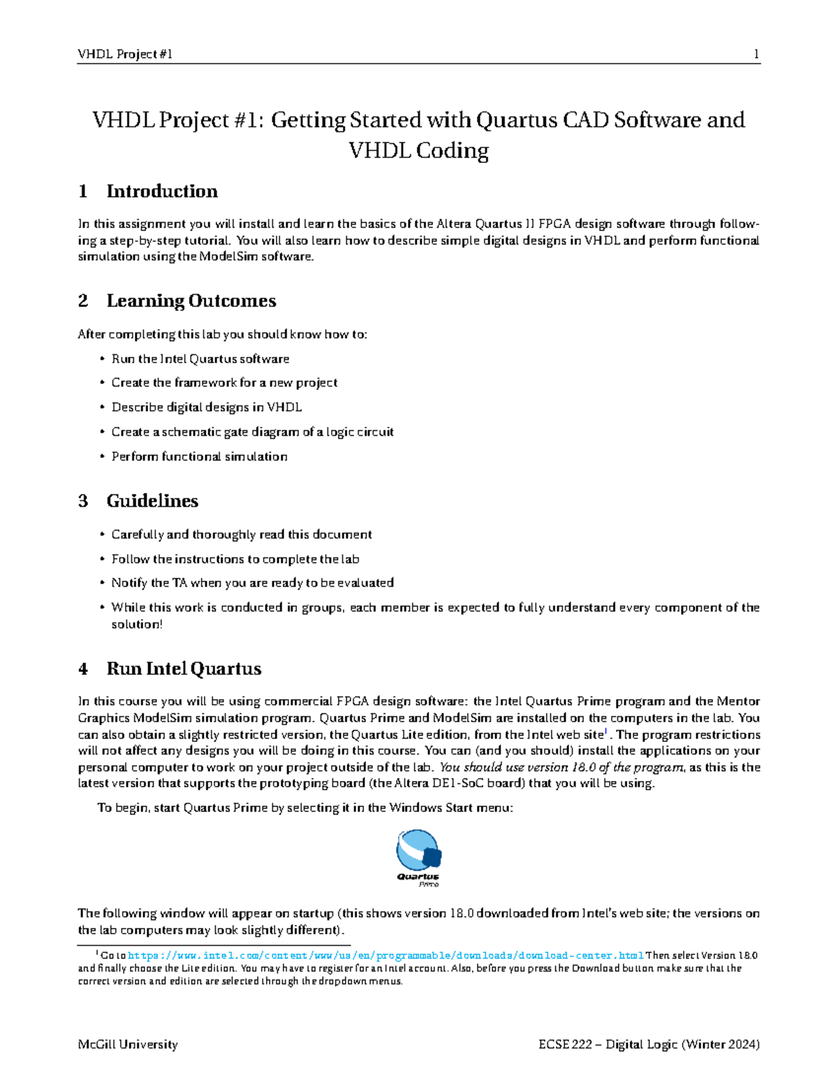 Vhdl Project1 Copy This Is A Description Of The First Vhdl Project In Ecse222 Vhdl