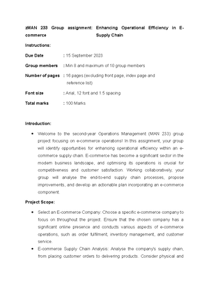 MAN 233 Hand in tutorial two - MAN 233 TAKE-HOME TUTORIAL TWO ...