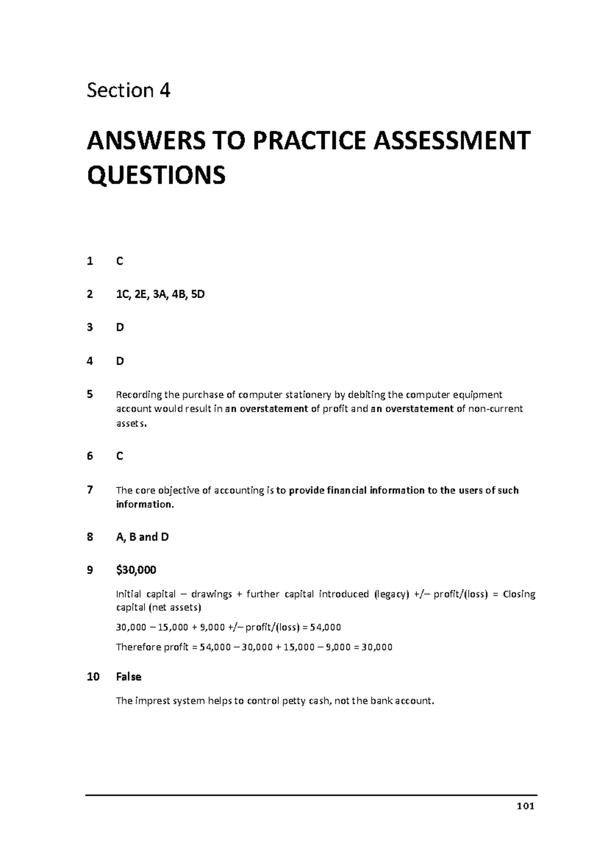 Kaplan BA3 Mock -A - Mock - Section 4 ANSWERS TO PRACTICE ASSESSMENT QUESTIONS 1 C 2 1C, 2E, 3A ...