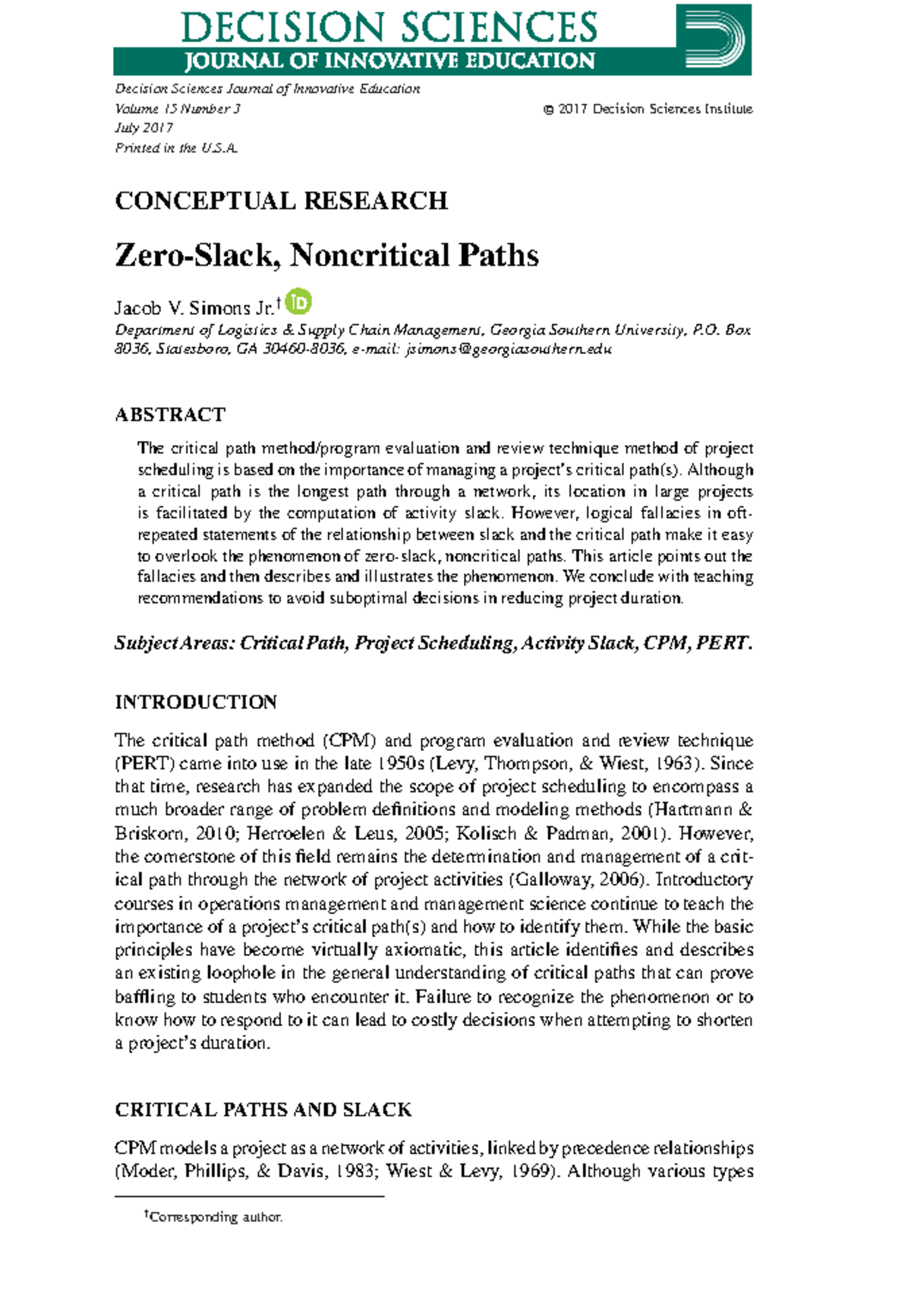 Zero-Slack, Noncritical Paths - ADMN1206 - Algoma - Studocu