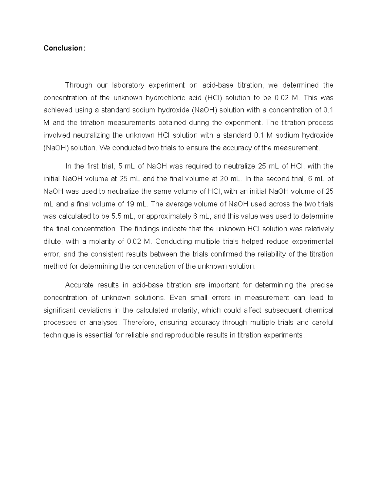 Conclusion - anachem lab - Conclusion: Through our laboratory ...