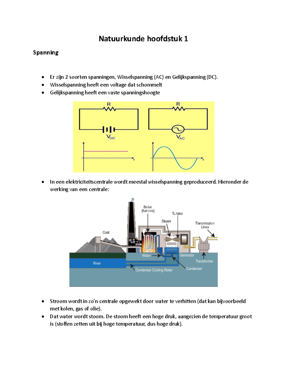H1nask - Natuurkunde hoofdstuk 1 Spanning • Er zijn 2 soorten ...