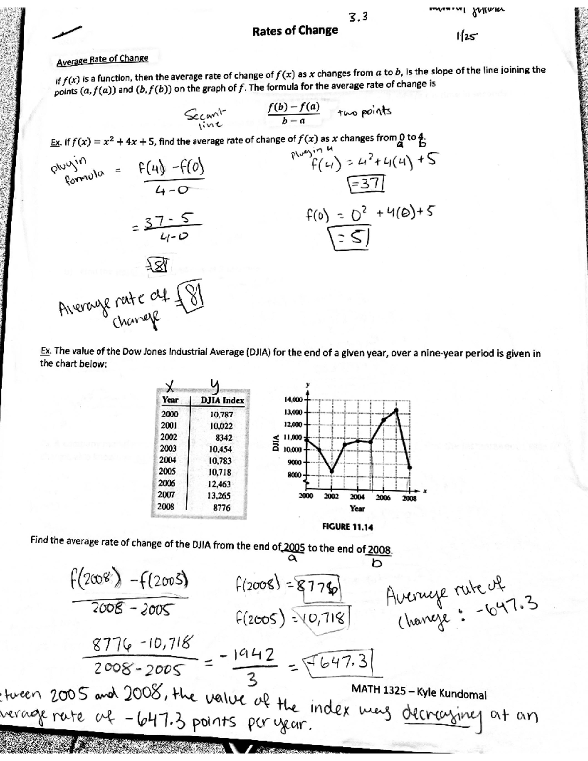 3.3 Rates of change - calculus notes - MATH 1324 - Studocu