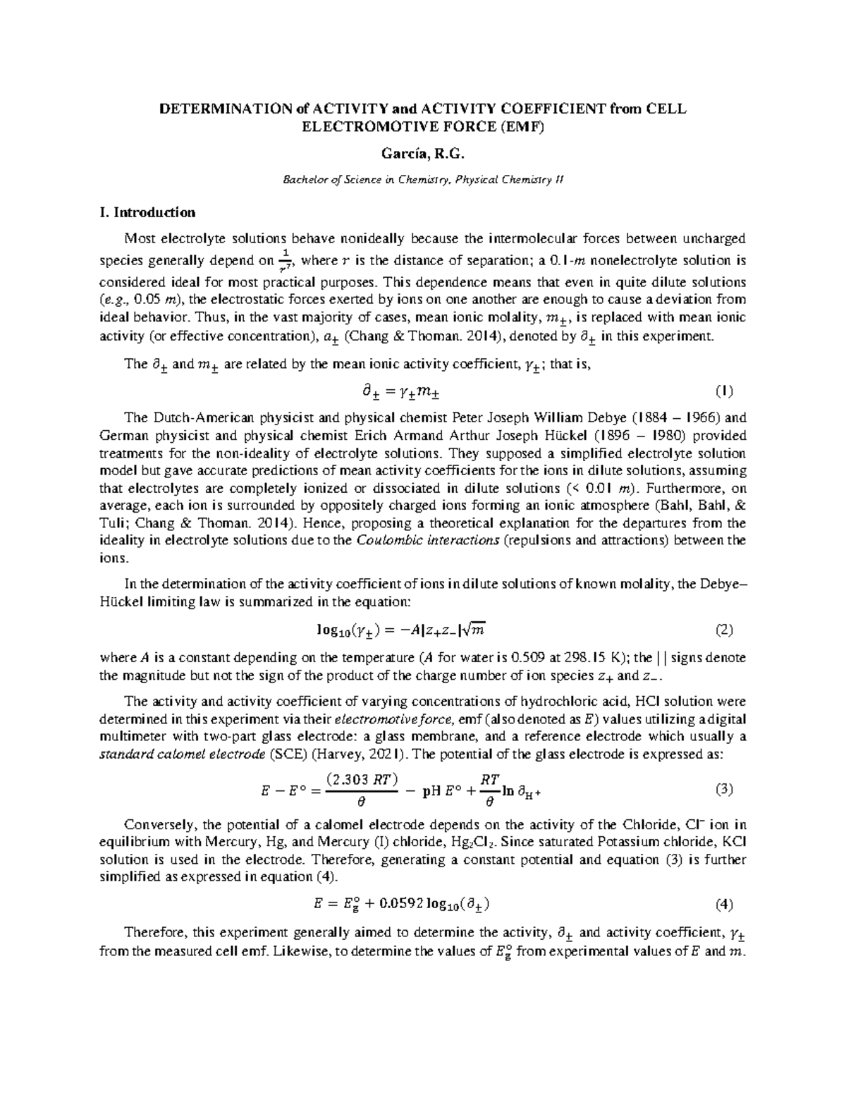 Determination of Activity and Activity C - DETERMINATION of ACTIVITY ...