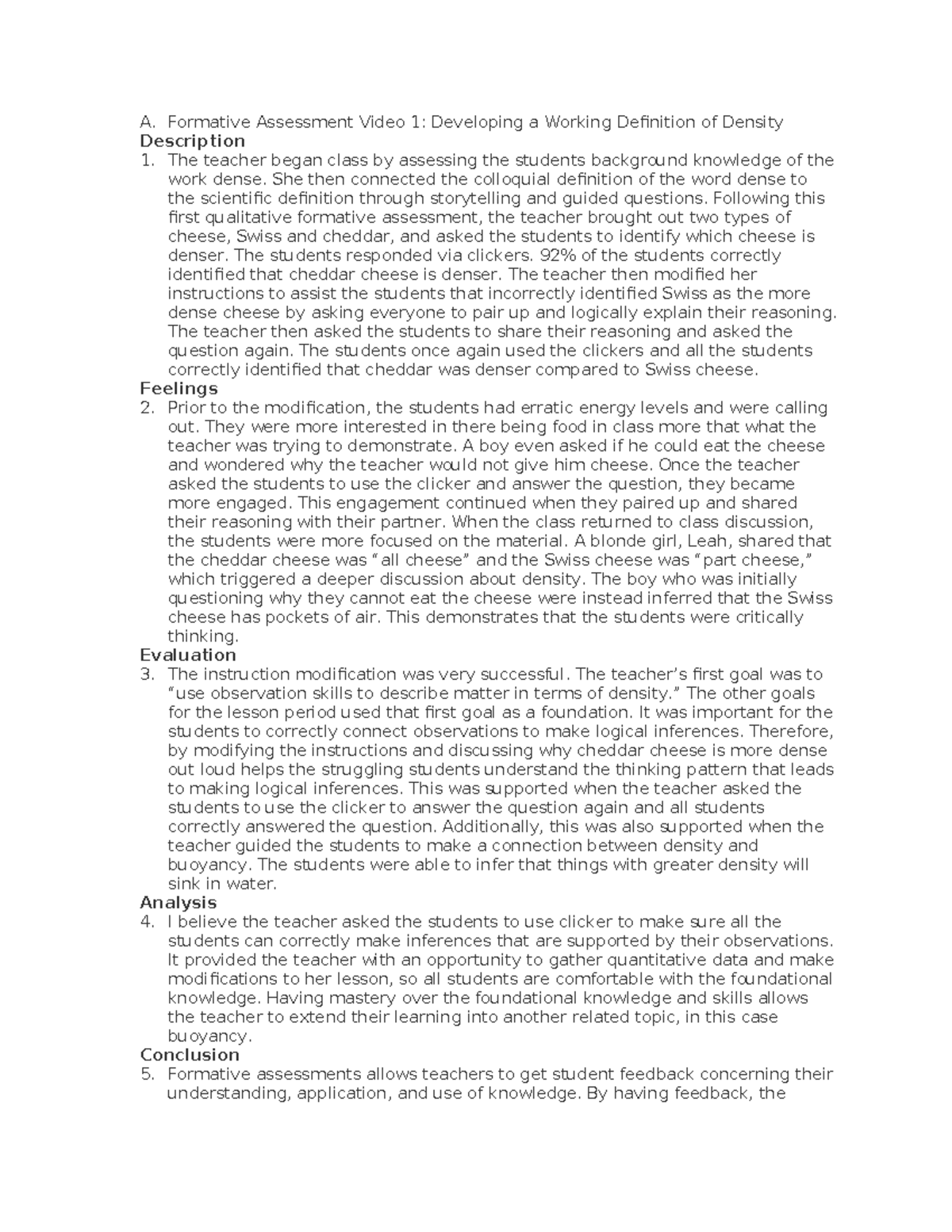 Task 1 - aaaa - A. Formative Assessment Video 1: Developing a Working ...