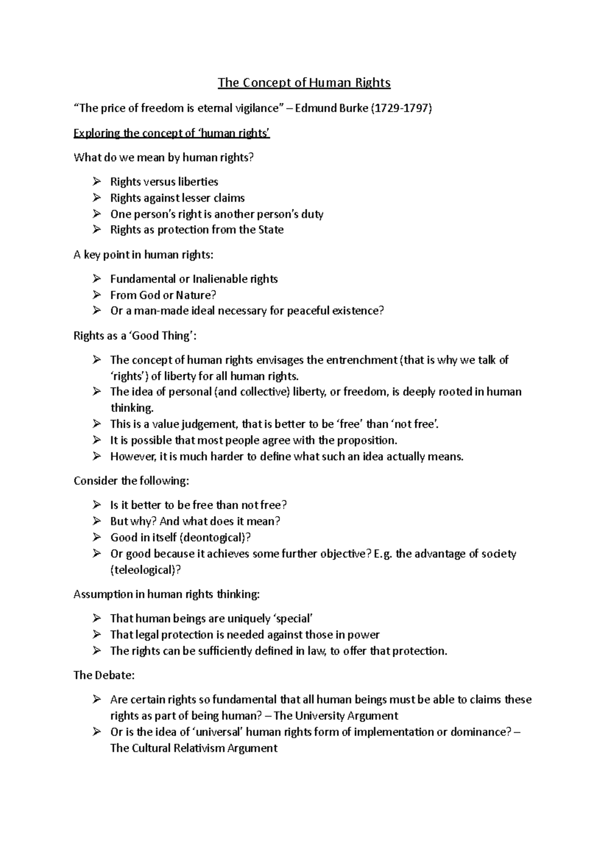 The Concept of Human Rights - The Concept of Human Rights “The price of ...