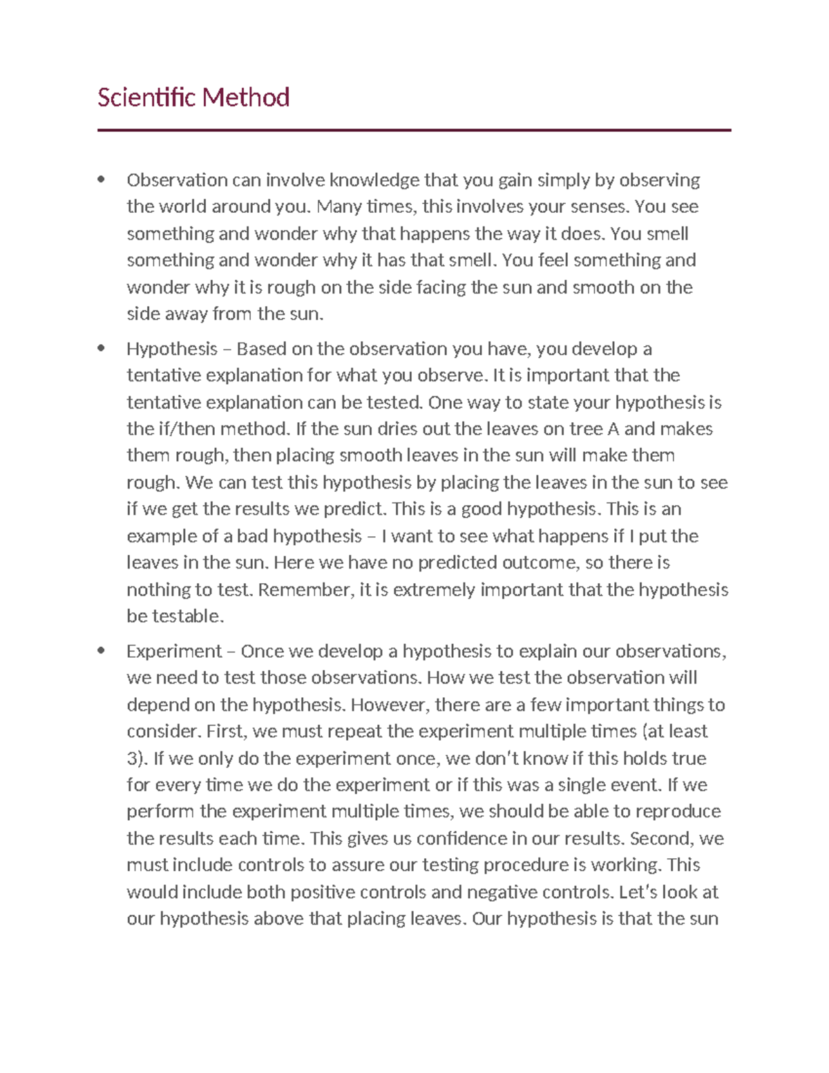 Scientific Method - Scientific Method Observation can involve knowledge ...