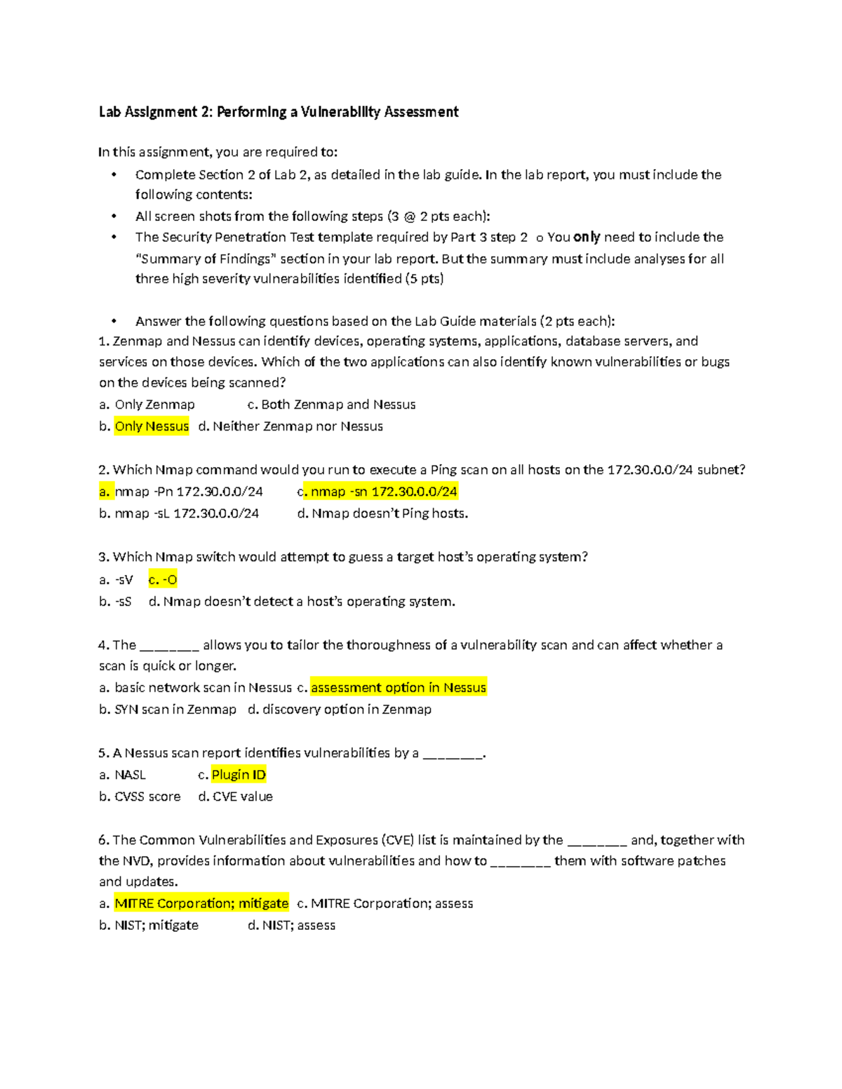 Lab Assignment 2 Instruction-1 - Lab Assignment 2: Performing a Vulnerability Assessment In this ...