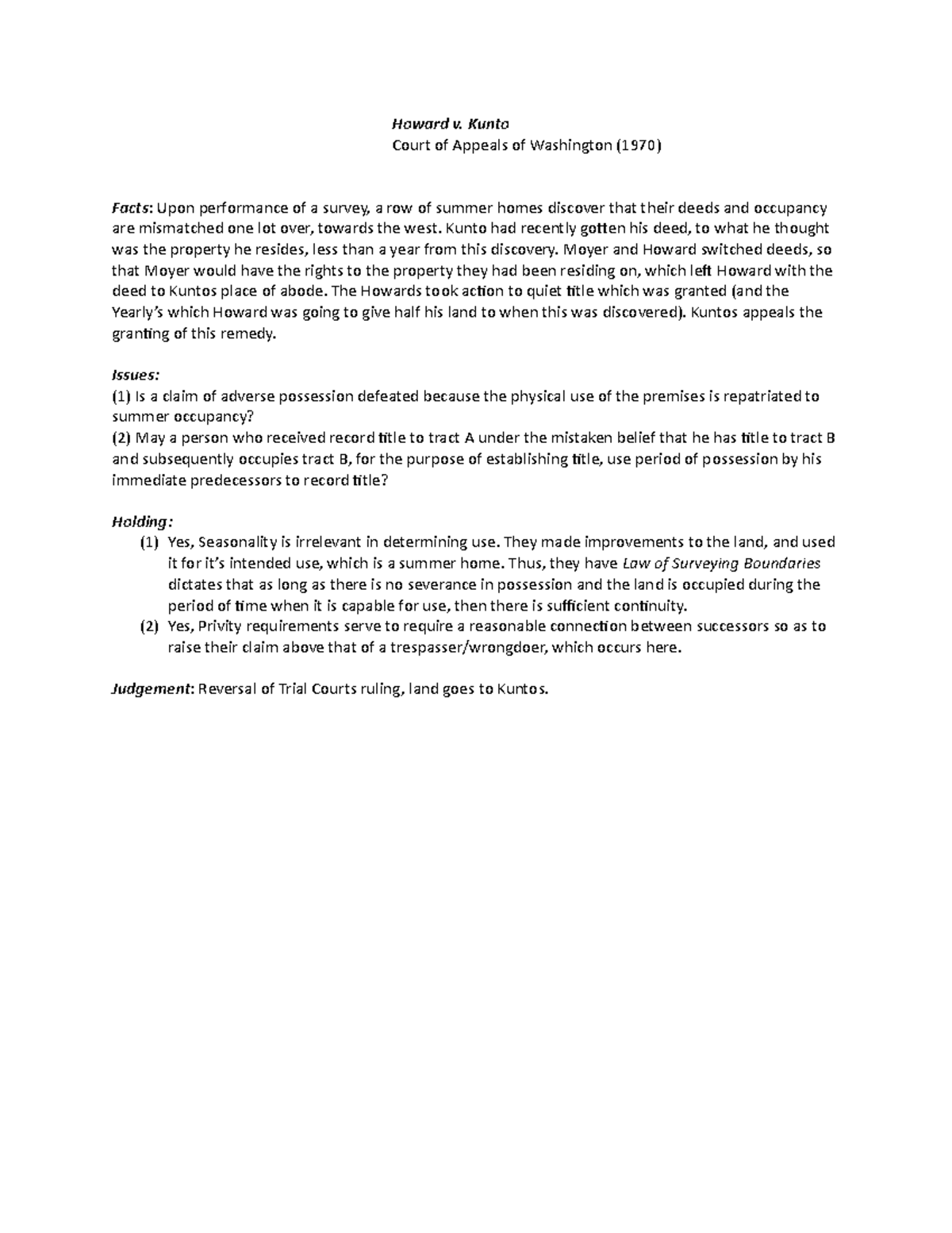 Howard v. Kuntos Brief - Howard v. Kunto Court of Appeals of Washington ...