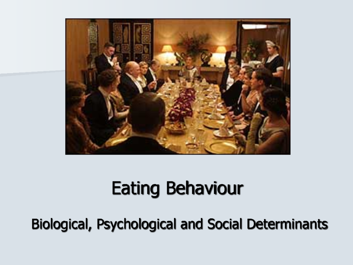 Social influence on Eating Behaviour - Eating Behaviour Biological ...