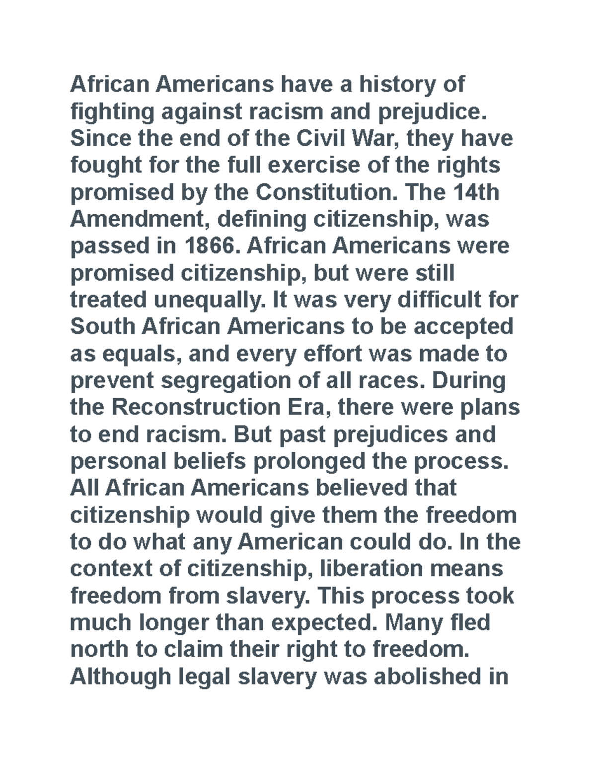 The Long Struggle for Civil Rights 2 - African Americans have a history ...