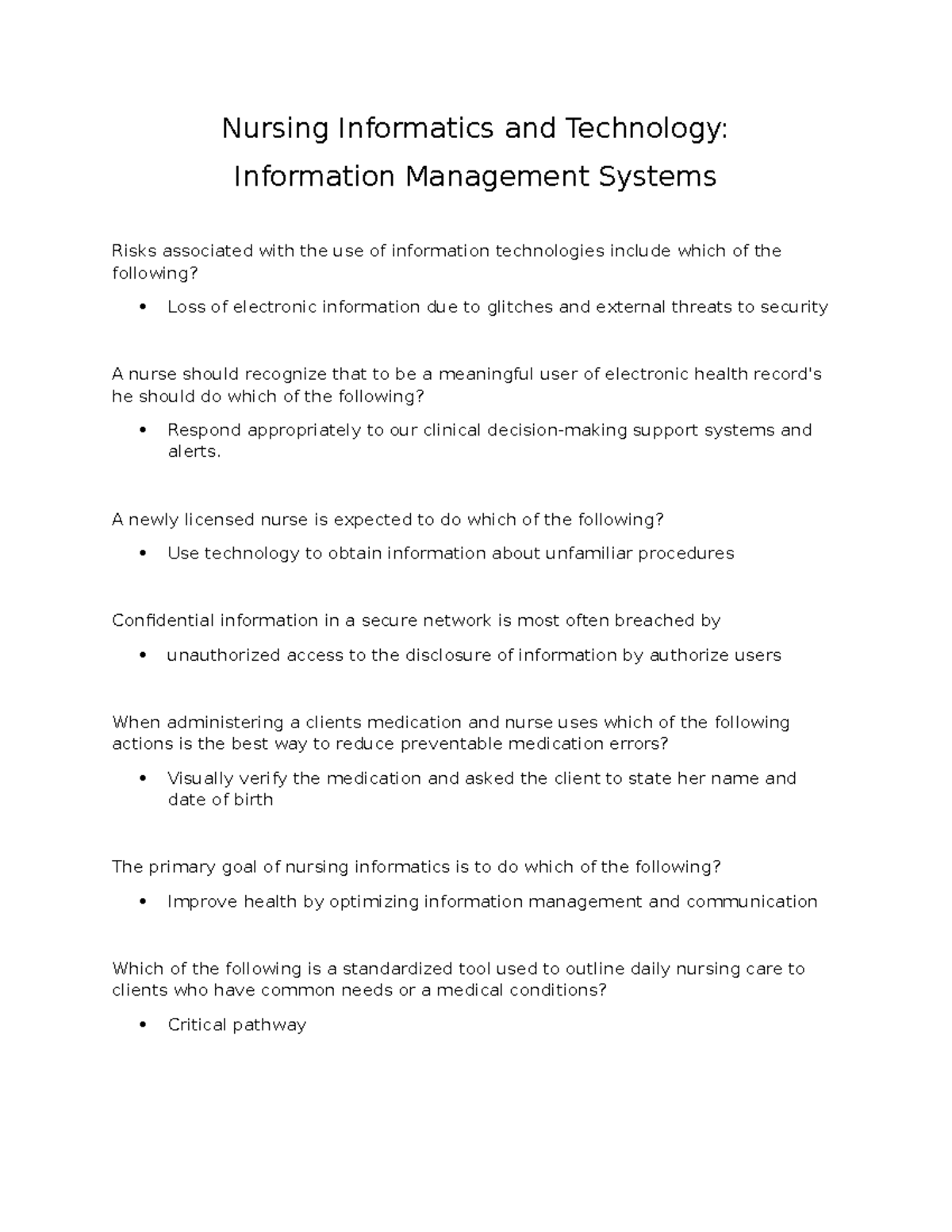 Nursing Informatics and Technology - Information Management System ...