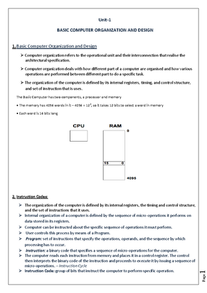 CO - Computer organisation hand written pdf notes. - Computer ...