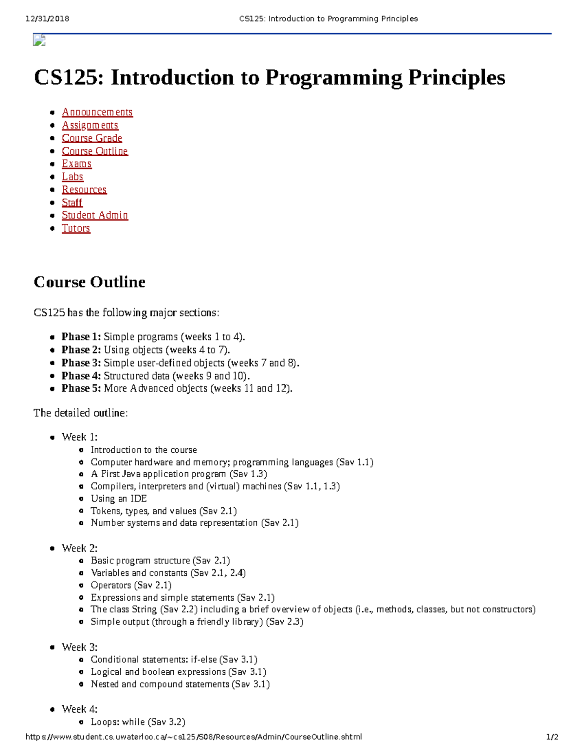 CS125 Introduction to Programming Principles - 12/31/2018 CS125 ...