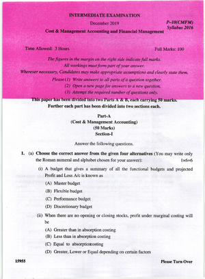 P6 mqp june 23 answers - question papers - cma inter - Studocu