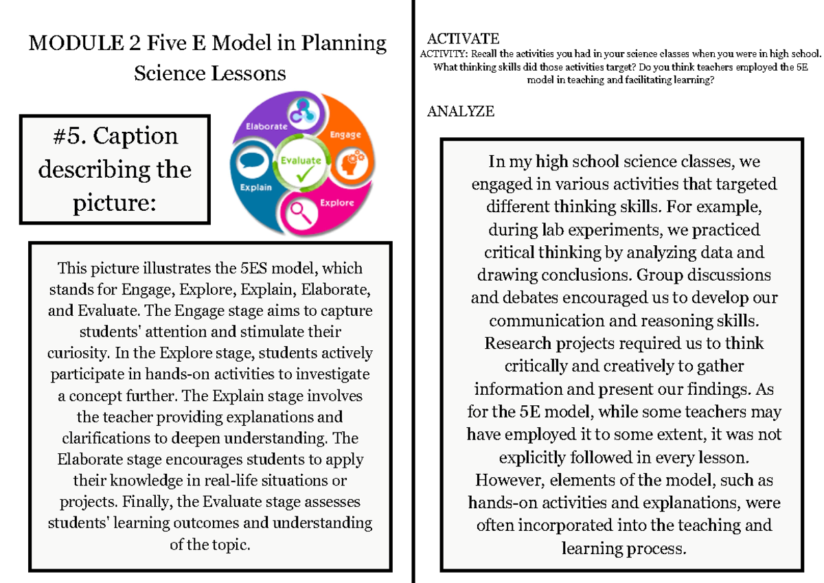 Maamnorade - This will help you. - MODULE 2 Five E Model in Planning ...