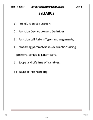 Unit-4 - Notes - web-D Page 1 SYLLABUS I. Pointers, II. dereferencing ...
