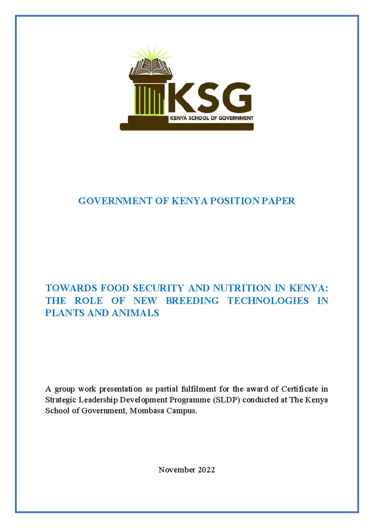 Position Paper - Karakacha - GOVERNMENT OF KENYA POSITION PAPER TOWARDS ...