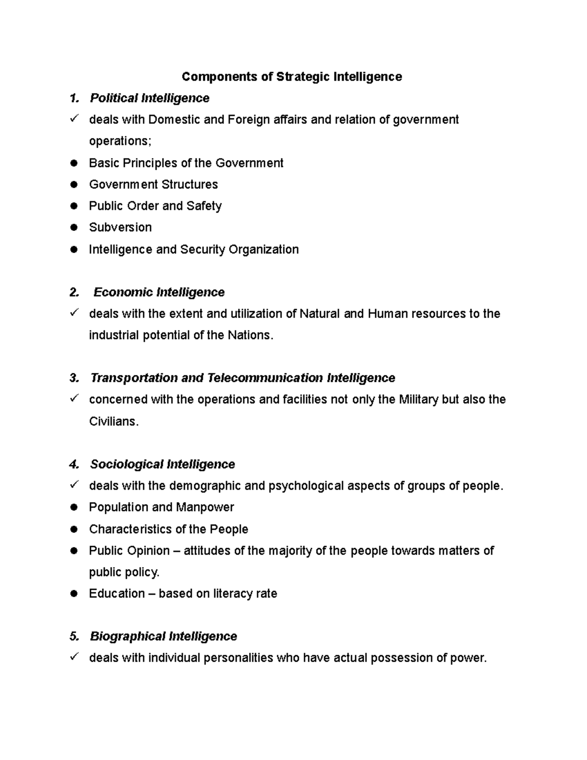 Police Intelligence - Components of Strategic Intelligence - Components of Strategic ...
